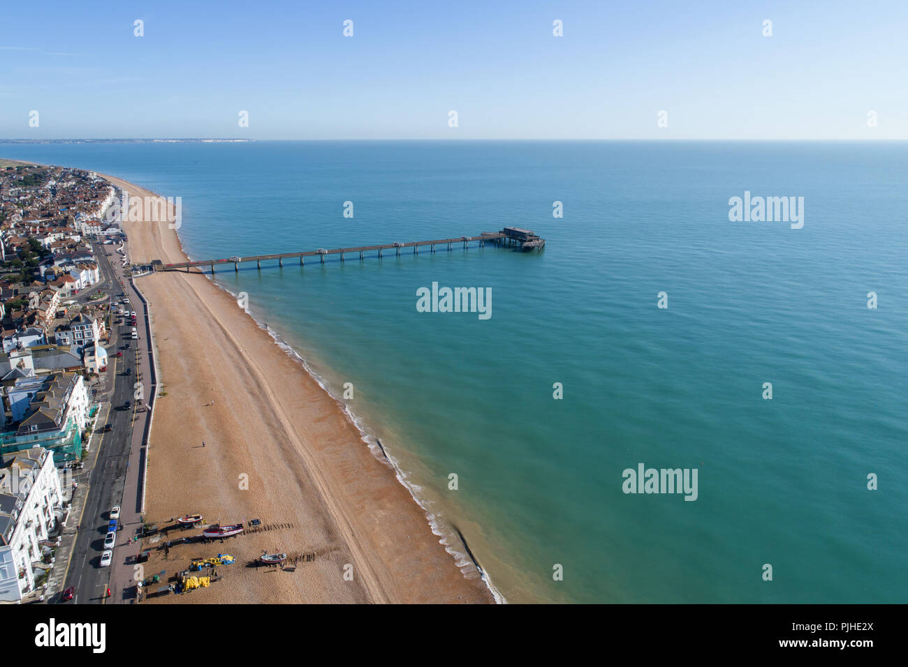 aerial view of the seafront and pier at deal on the kent coast Stock ...