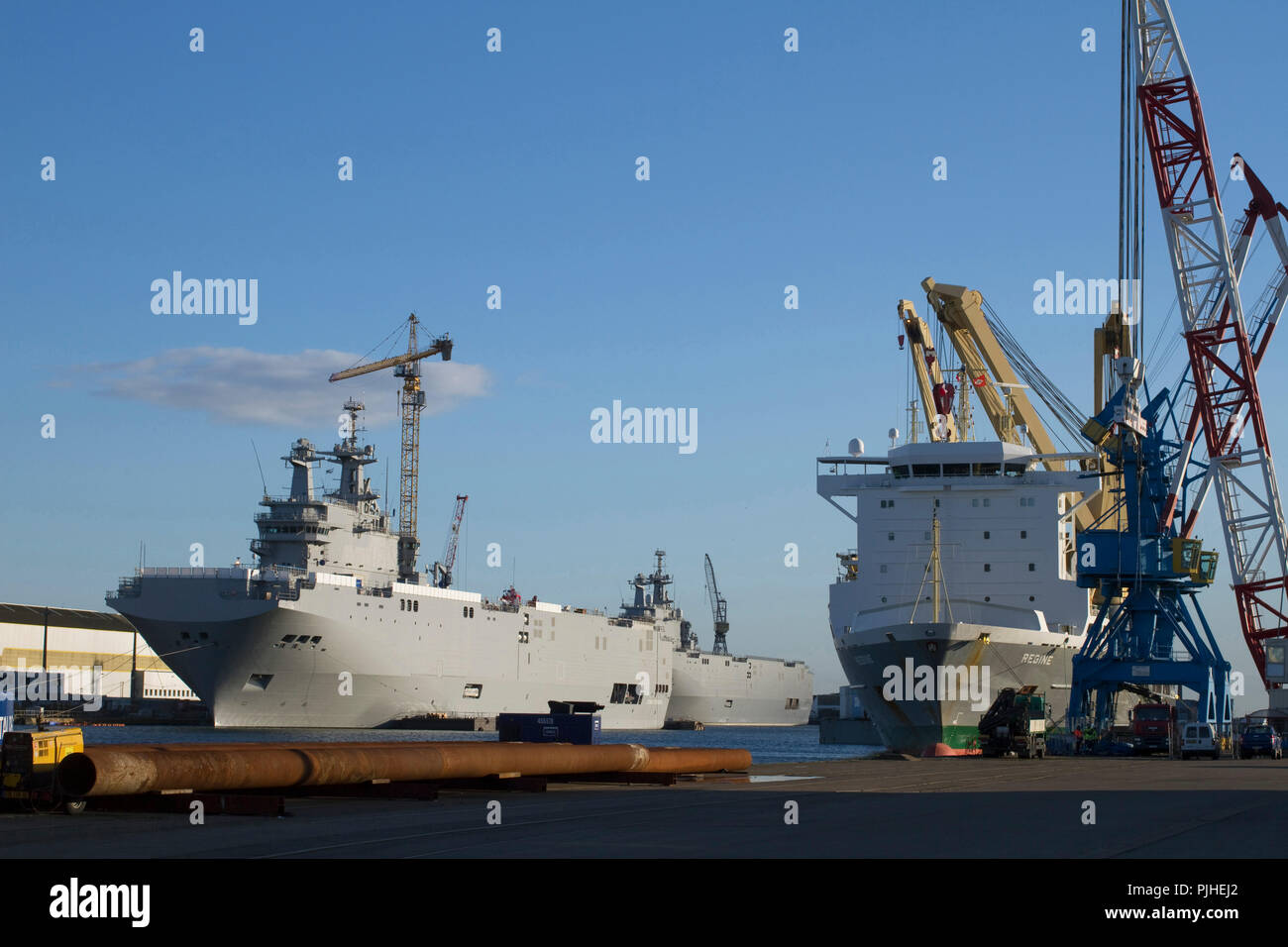 France, Saint-Nazaire, Mistral, russian warship, March 2015 Stock Photo ...
