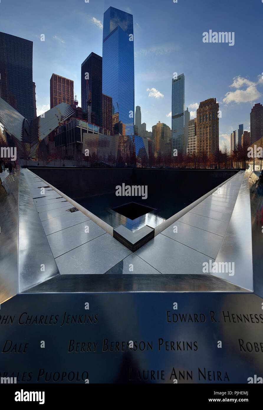 USA, New York, Ground Zero and building in the background Stock Photo ...