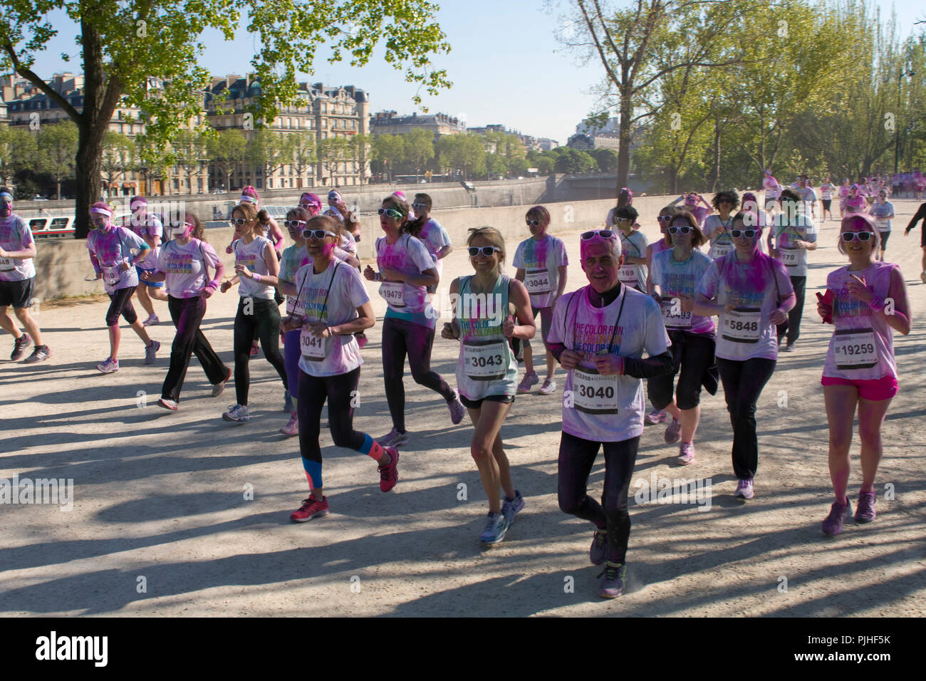 France, Paris, The Color Run, runners Stock Photo - Alamy