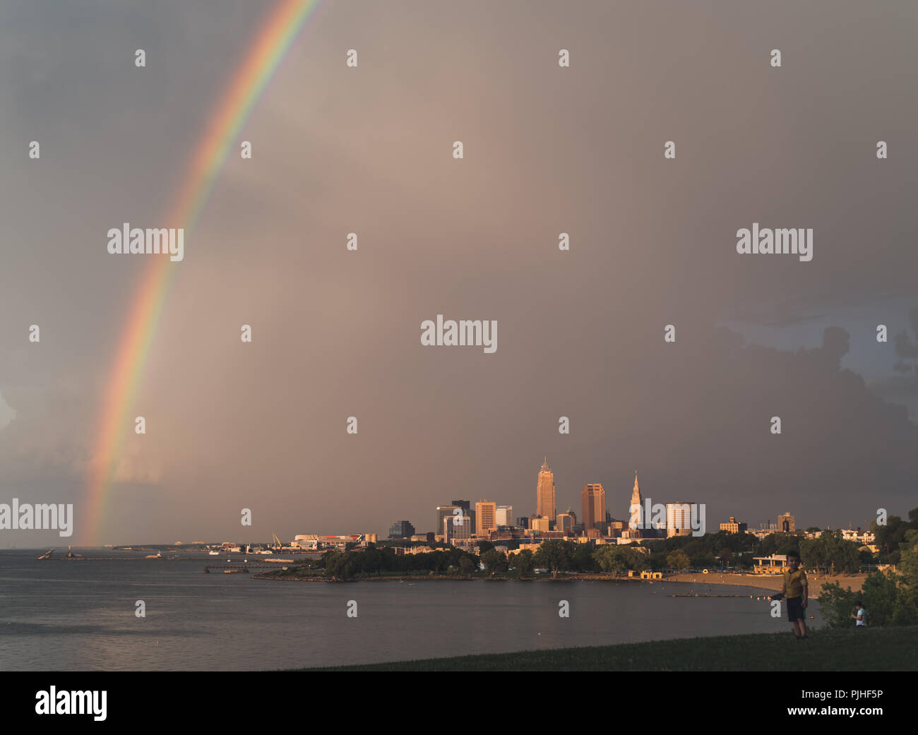 Rainbow over cleveland Stock Photo - Alamy