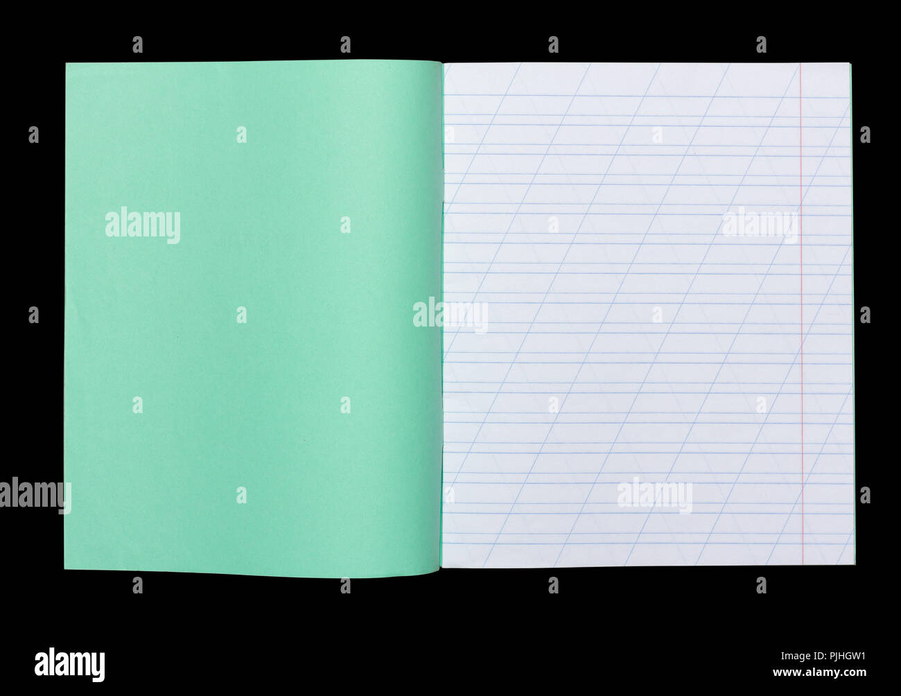 open school notebook in a narrow line with a slash for learning ...