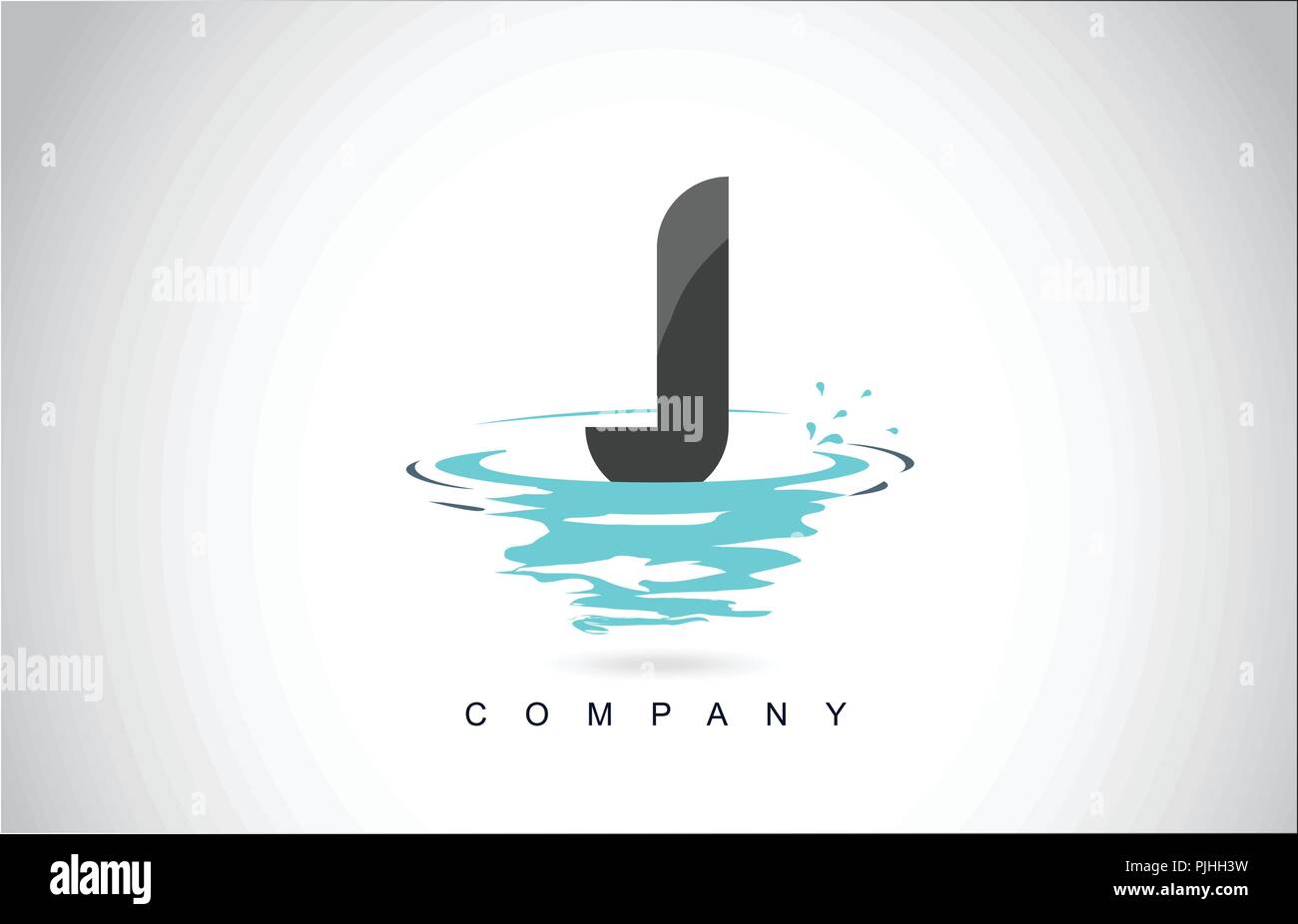 J Letter Logo Design with Water Splash Ripples Drops Reflection Vector ...