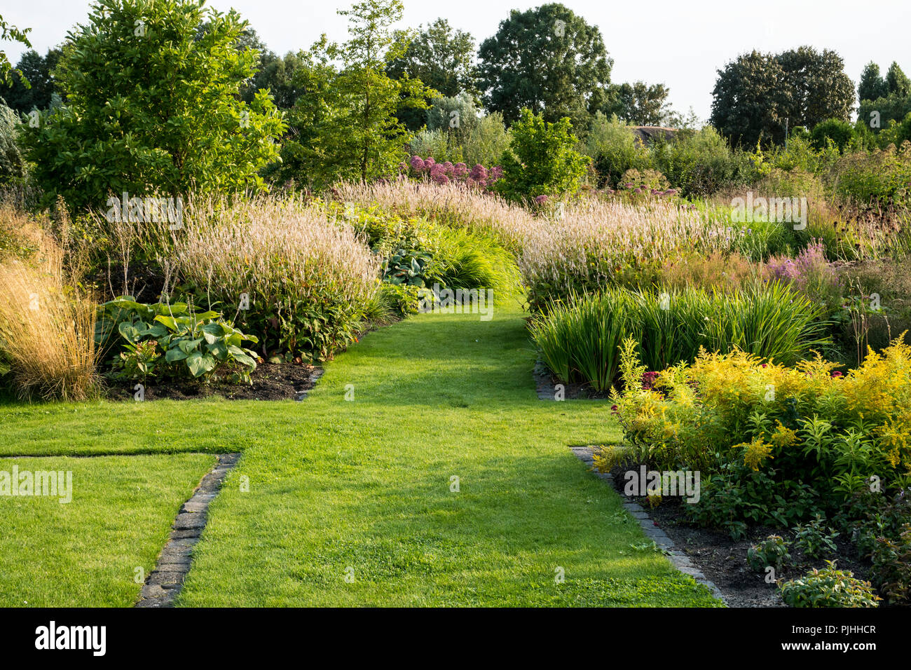 Perennial border with grass paths Stock Photo - Alamy
