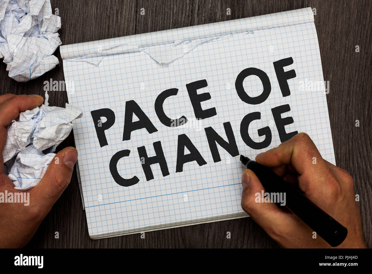 Writing note showing Pace Of Change. Business photo showcasing Shift in ...