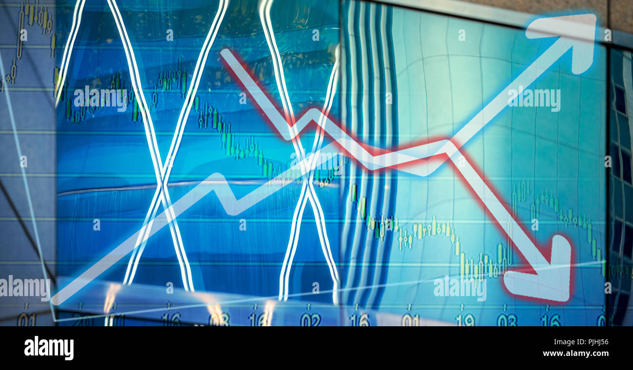 Hong Kong Office buildings with graph index of stock Market Stock Photo ...