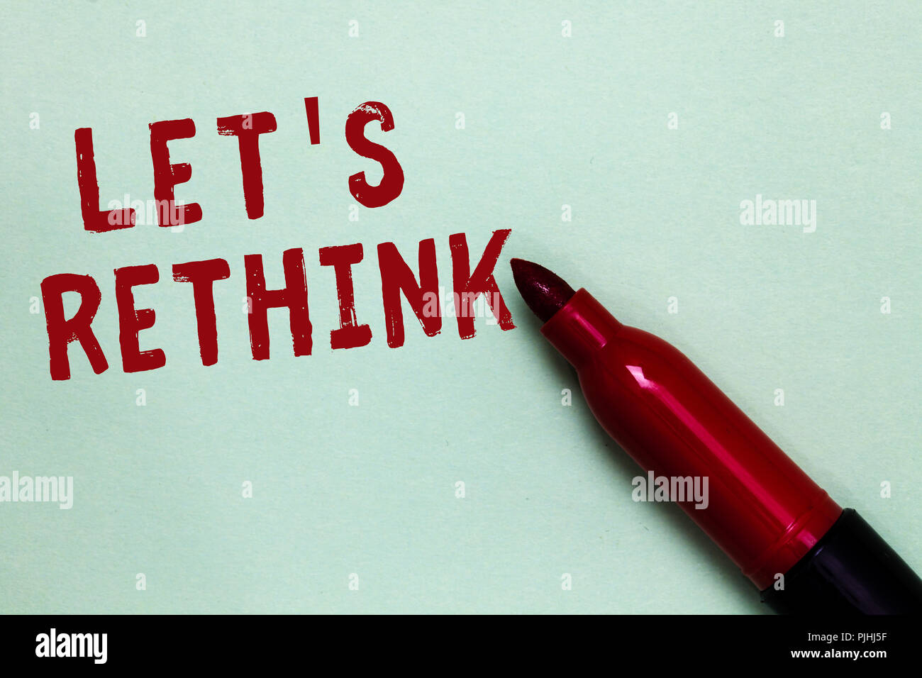 Handwriting text Let s is Rethink. Concept meaning an Afterthought To ...