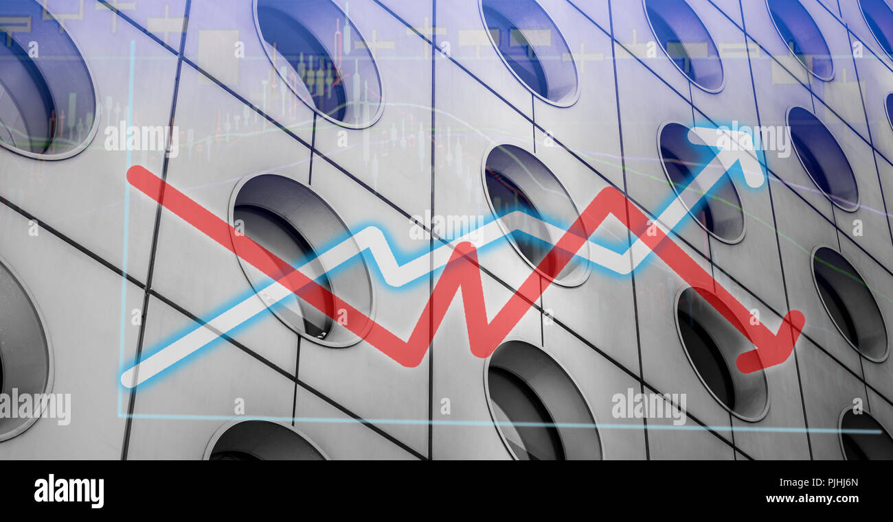 Hong Kong Office buildings with graph index of stock Market Stock Photo ...