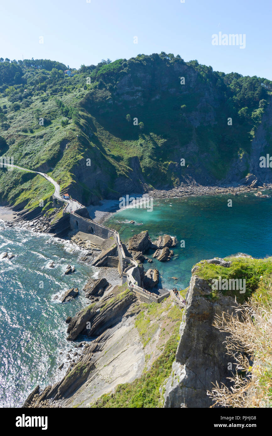 path with stairs, San Juan Gaztelugatxe island view, basque country ...