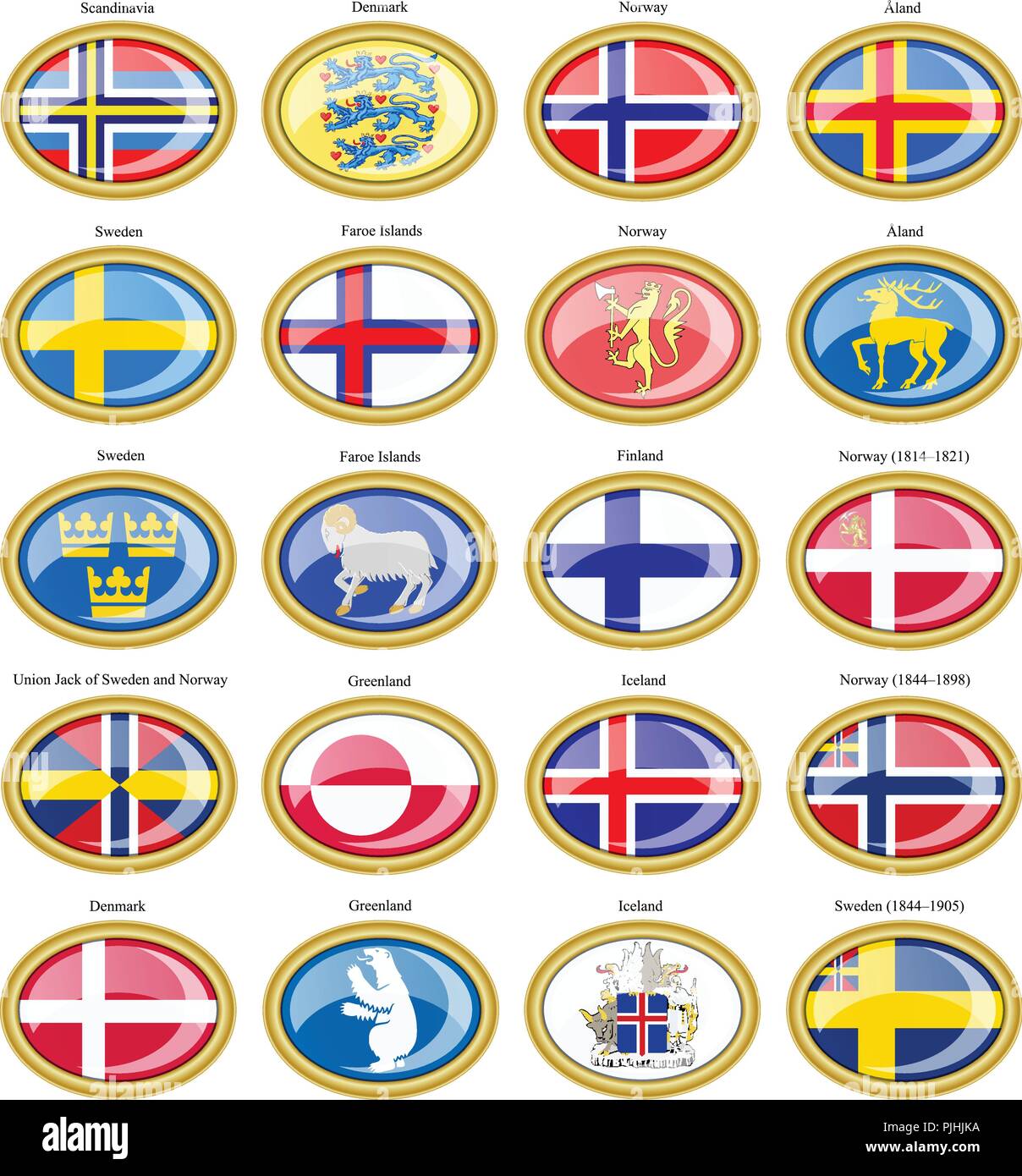Set of icons. Flags of Scandinavian countries. 3D Stock Vector Image ...