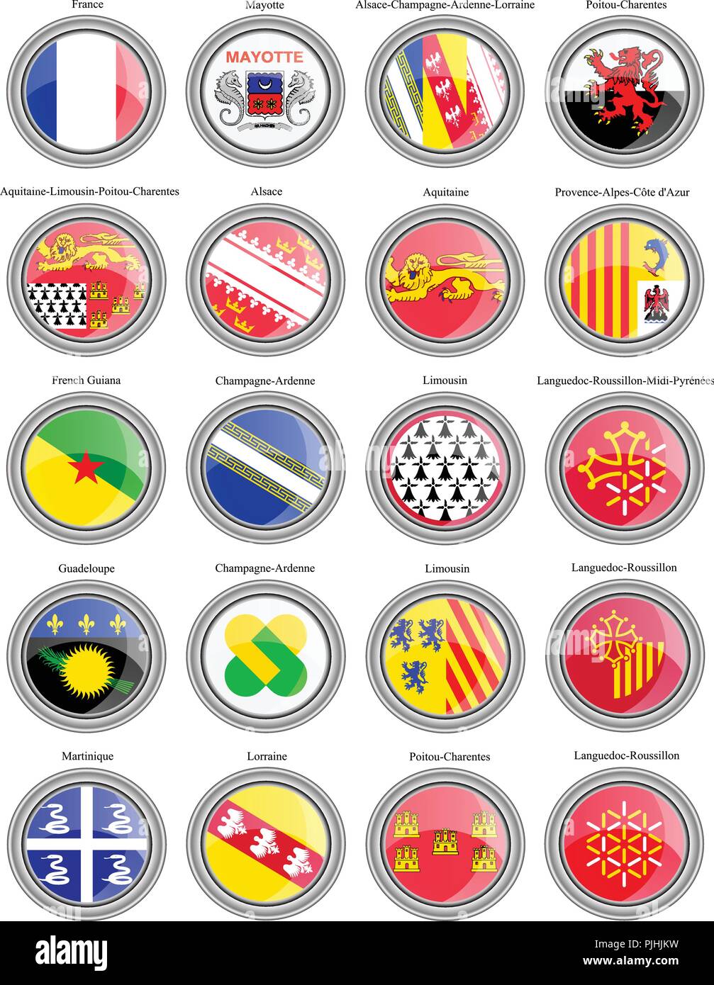 Set of icons. Regions of France flags Stock Vector Image & Art - Alamy