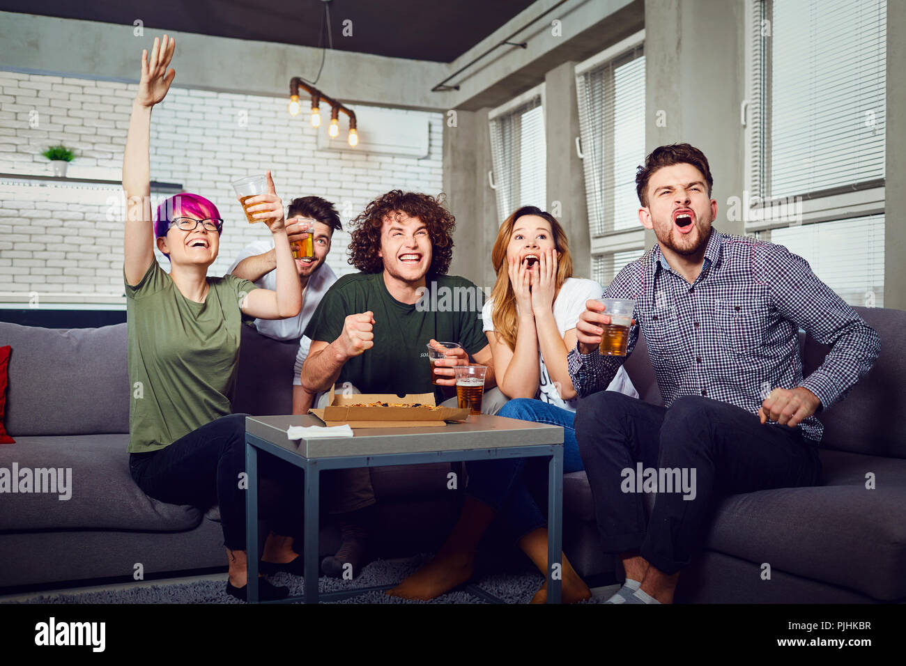 Group people having fun cinema hi-res stock photography and images - Alamy