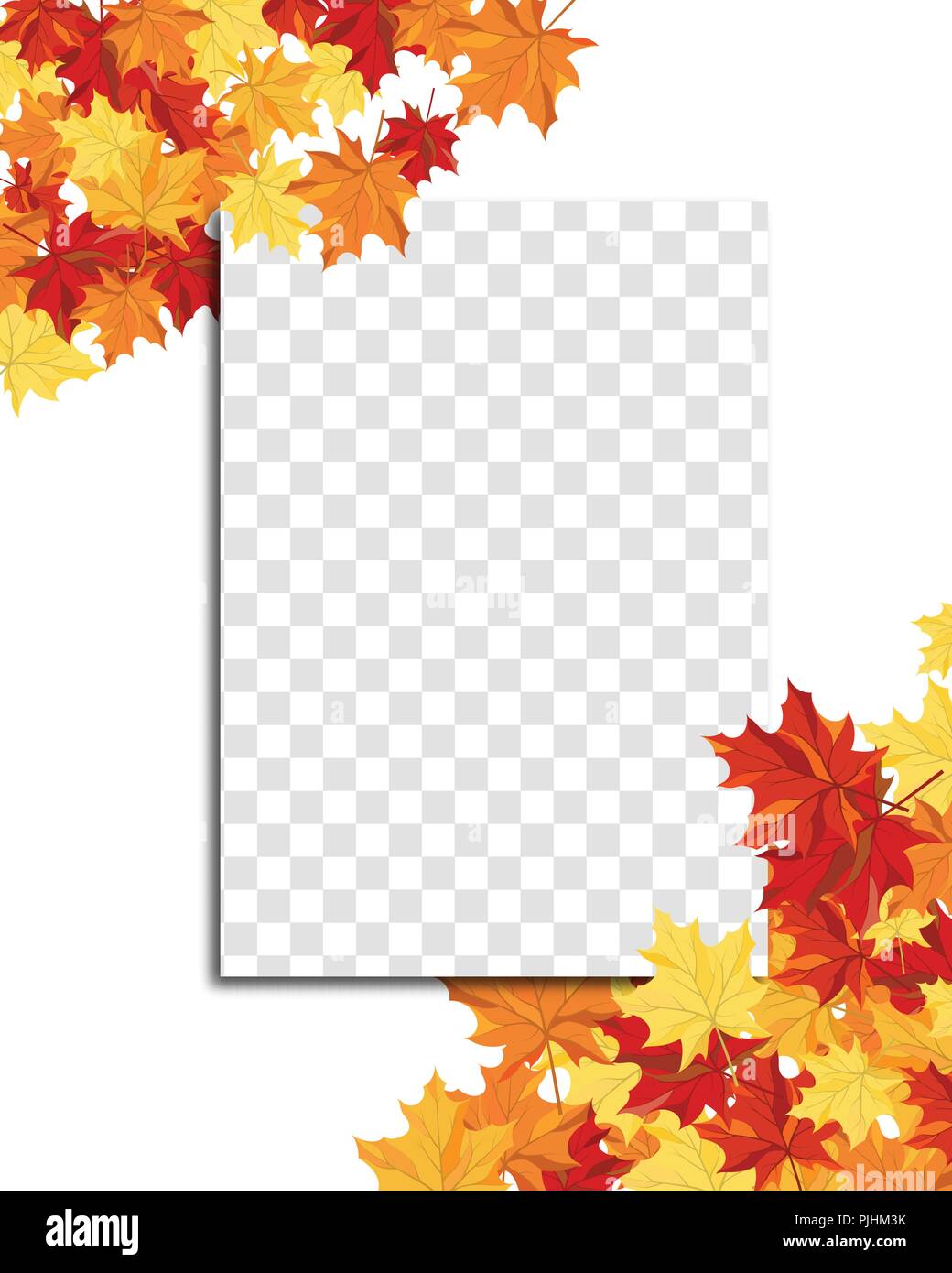 Autumn Frame With Falling Maple Leaves on transparency (alpha) grid ...