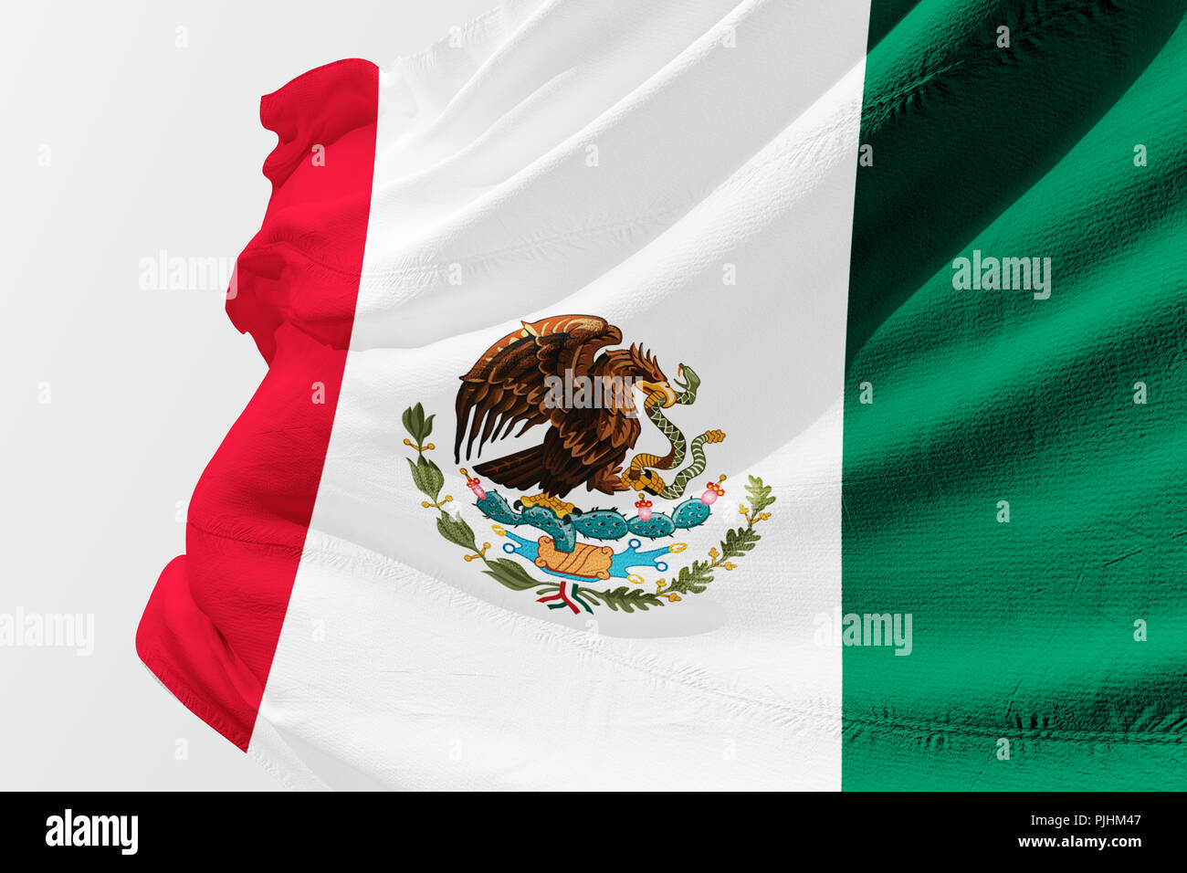 Isolated Mexican Flag waving 3d Realistic Mexican Flag Rendered Stock ...