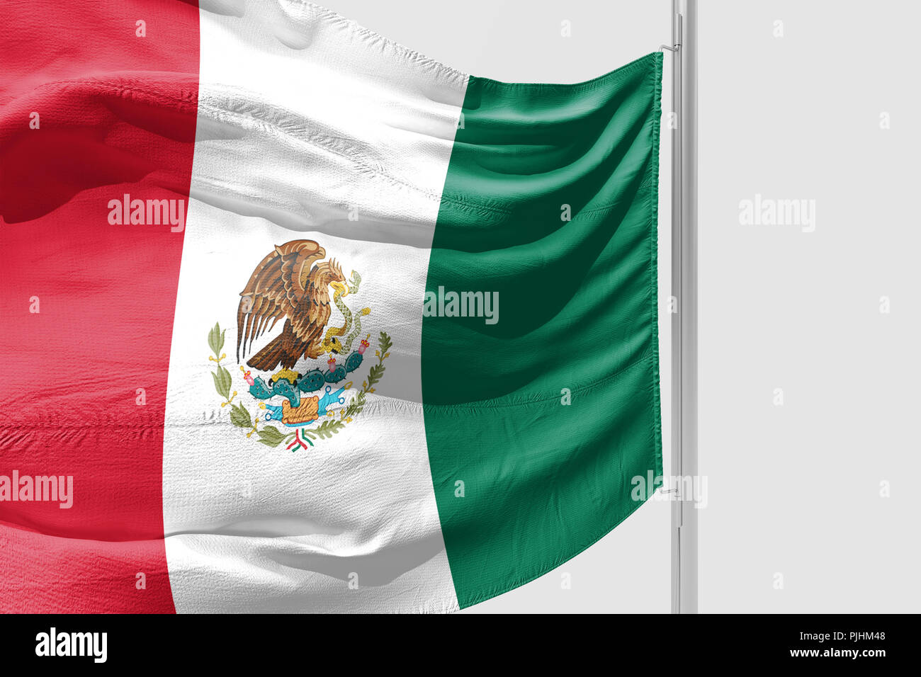 Isolated Mexican Flag waving 3d Realistic Mexican Flag Rendered Stock ...