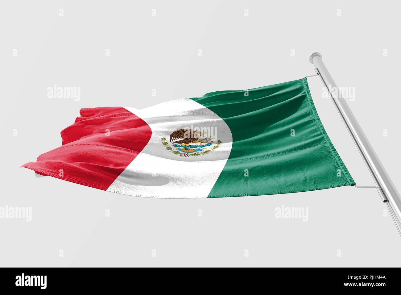 Isolated Mexican Flag waving 3d Realistic Mexican Flag Rendered Stock ...
