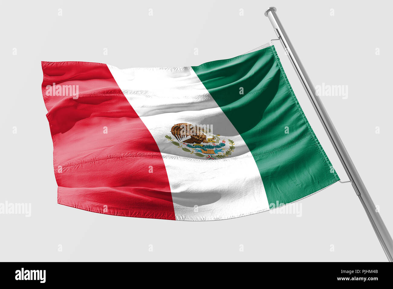 Isolated Mexican Flag waving 3d Realistic Mexican Flag Rendered Stock ...