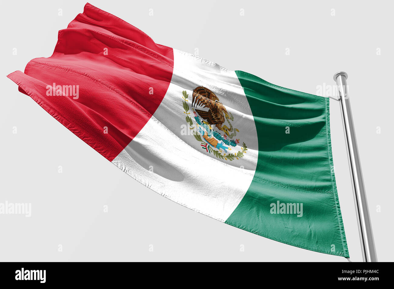 Isolated Mexican Flag waving 3d Realistic Mexican Flag Rendered Stock ...