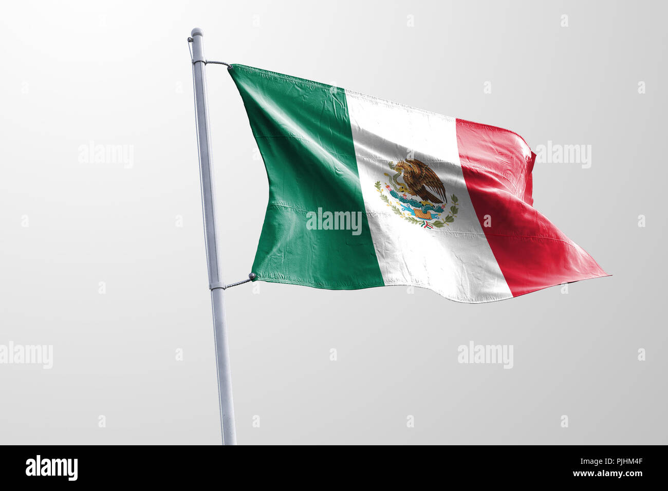 Isolated Mexican Flag waving 3d Realistic Mexican Flag Rendered Stock ...