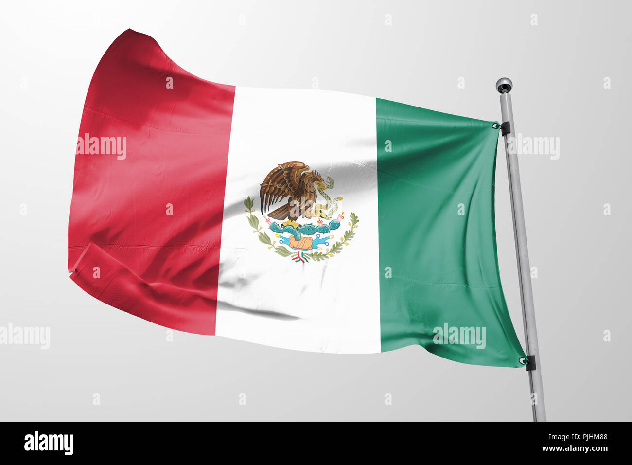 Isolated Mexican Flag waving 3d Realistic Mexican Flag Rendered Stock ...