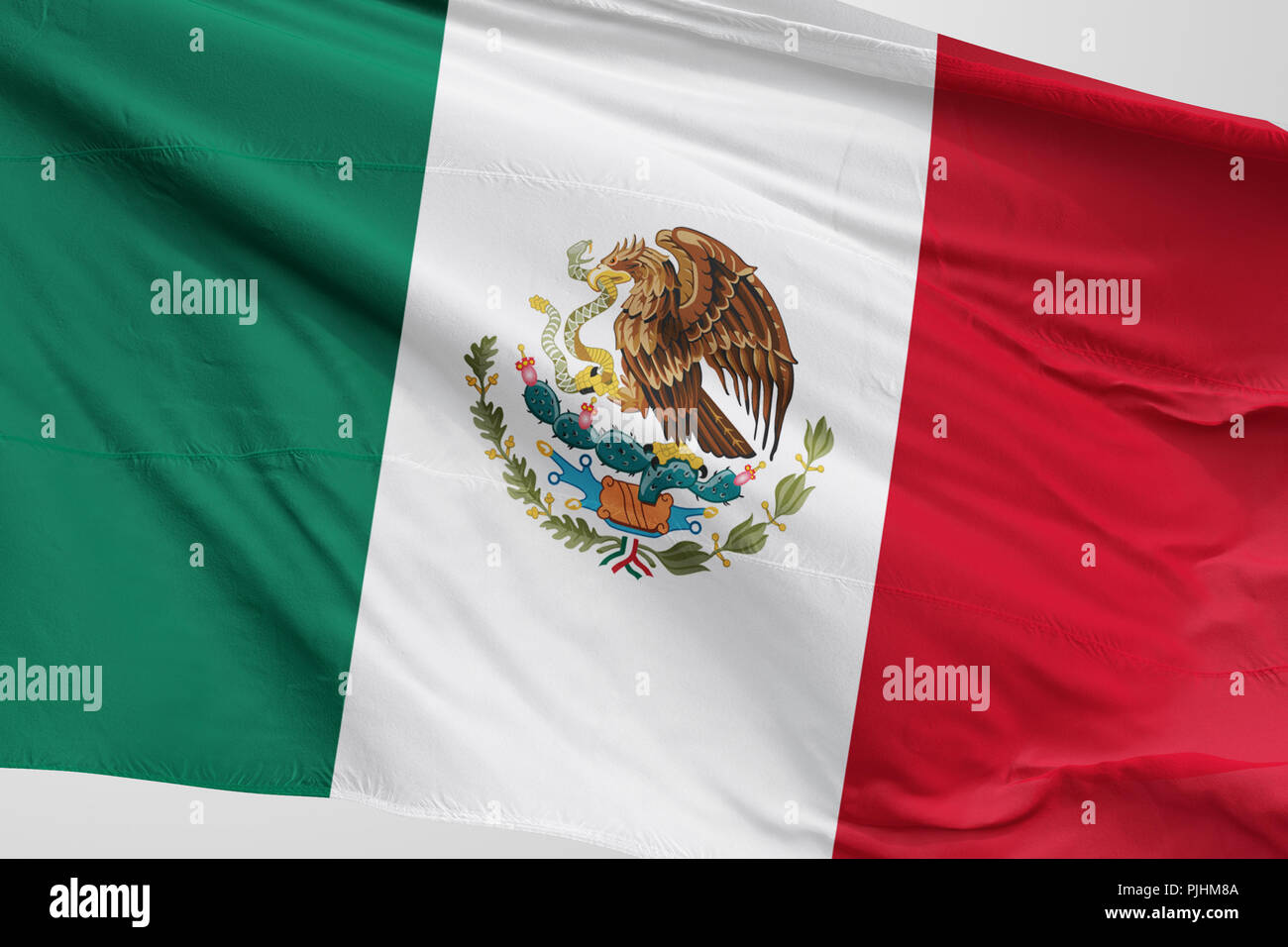 Isolated Mexican Flag waving 3d Realistic Mexican Flag Rendered Stock ...