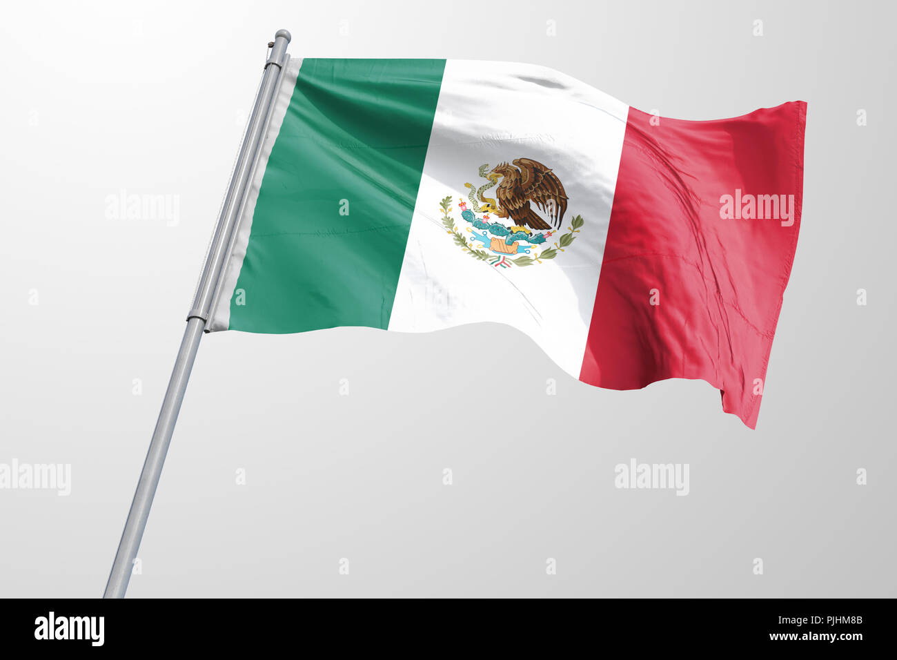 Isolated Mexican Flag waving 3d Realistic Mexican Flag Rendered Stock ...