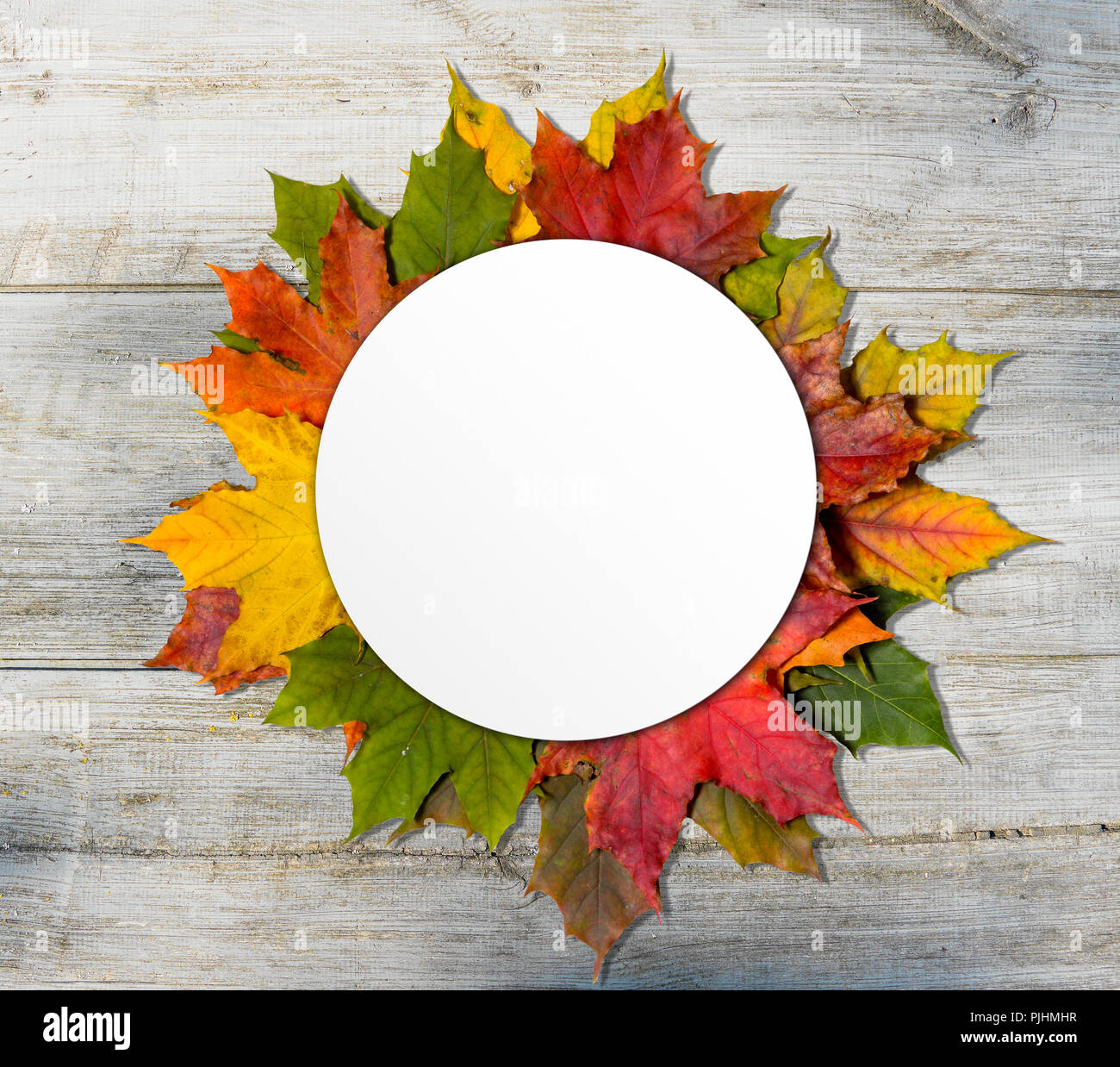 Autumn leaves on table Stock Photo - Alamy