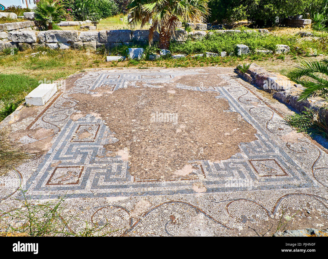 Mosaic remnants of the Insulae at Ancient Agora of Kos. South Aegean ...