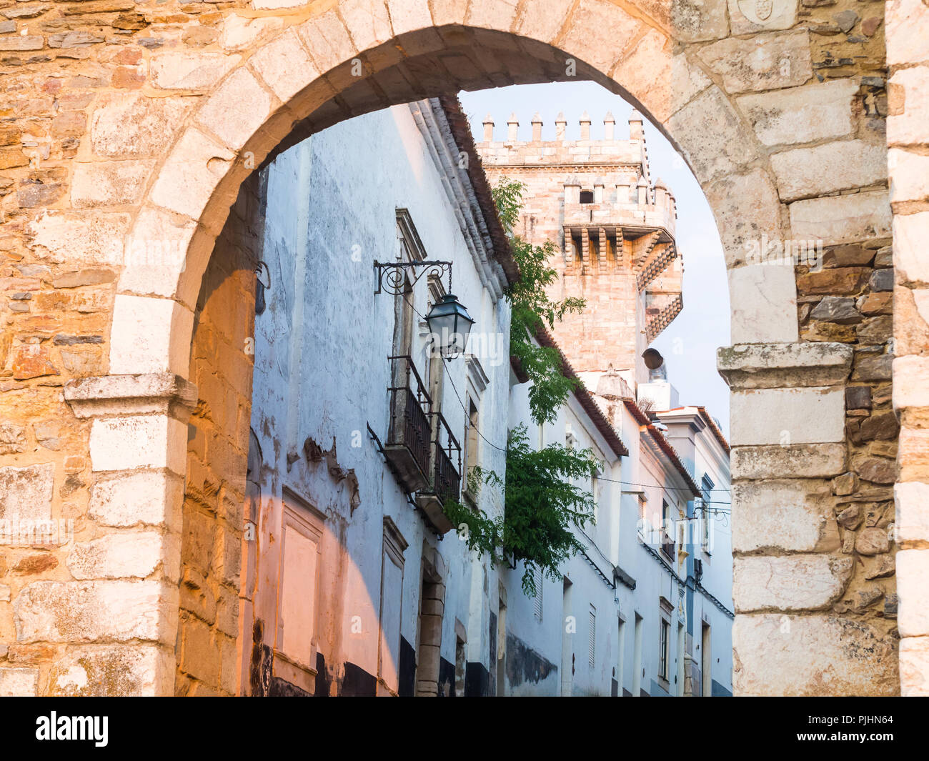 13th century entrance to the Estremoz Castle in Estremoz, Portugal ...