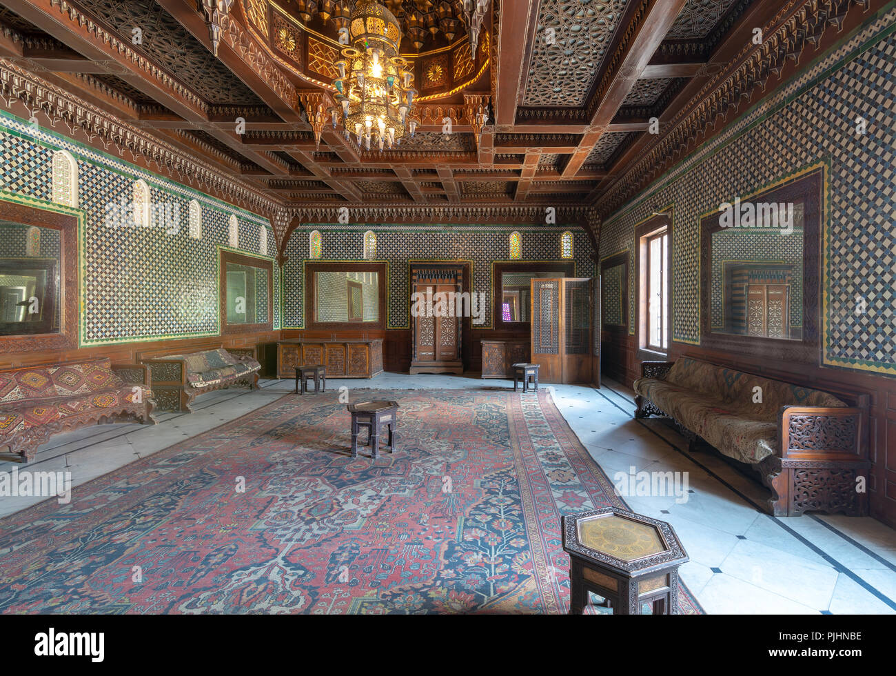 Manial Palace of Prince Mohammed Ali. Moroccan hall at the ceremonies ...