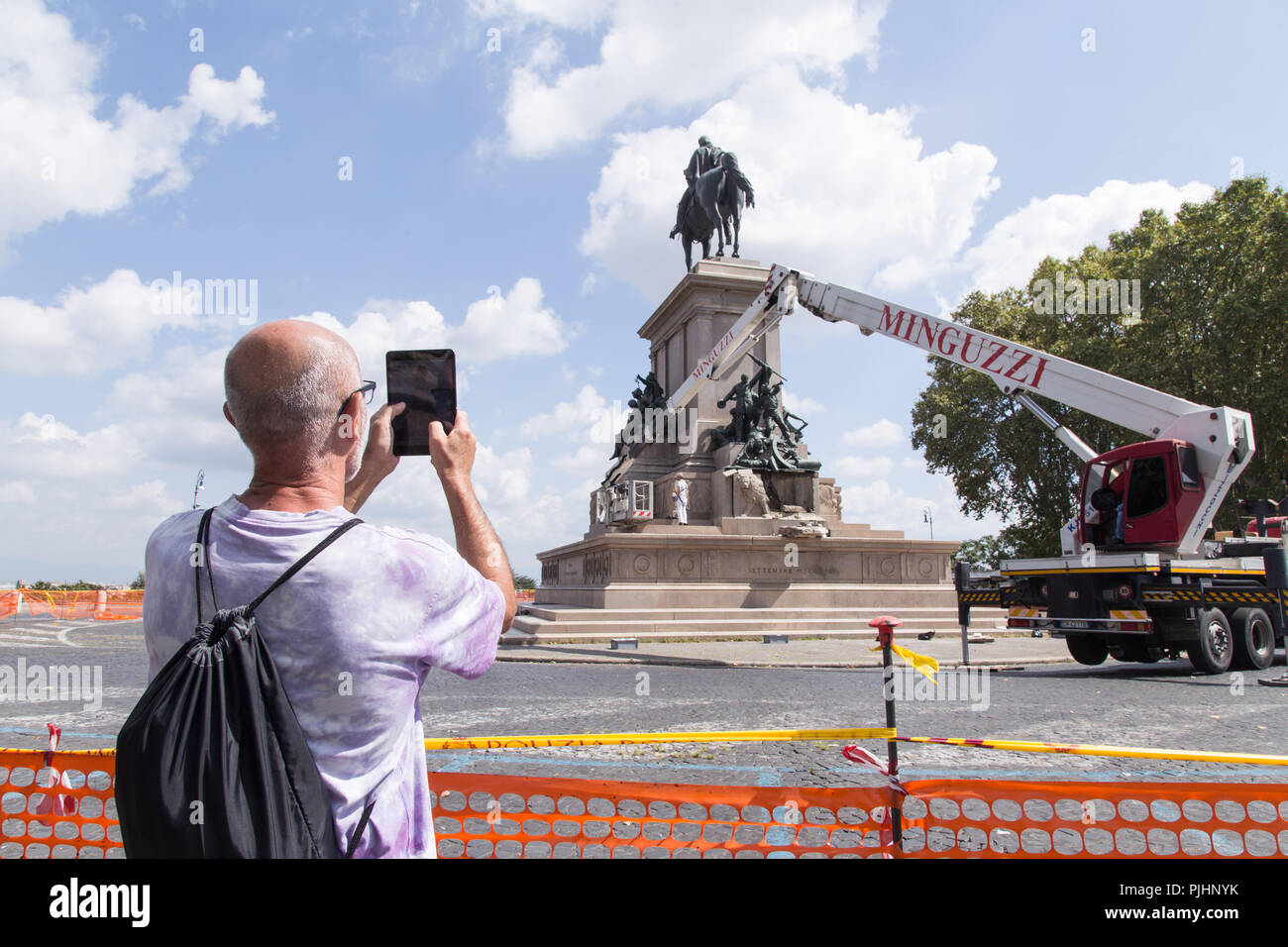 A part of the basement of the monument to Giuseppe Garibaldi at the ...