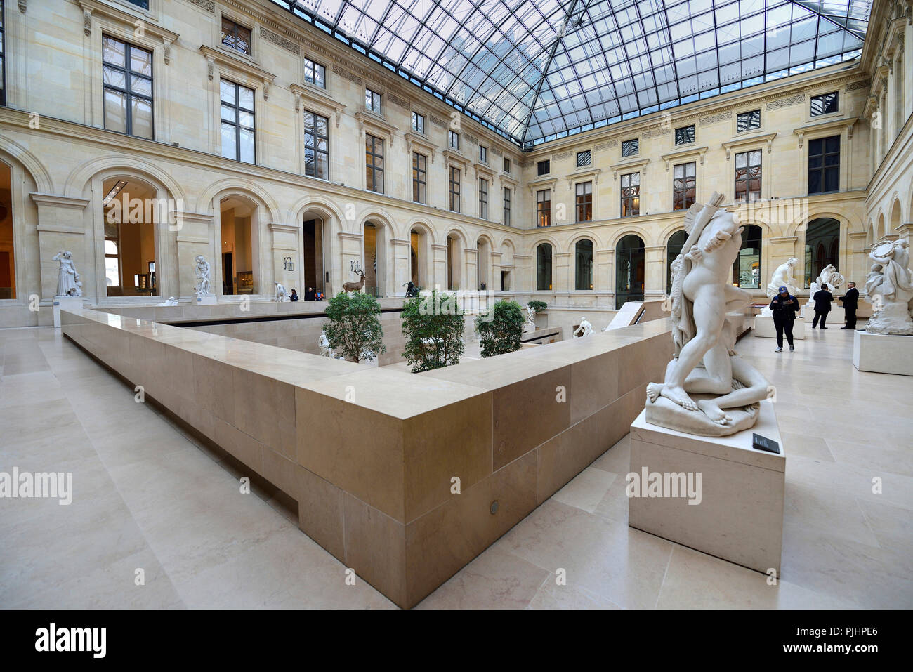 Europe, France, Paris, an inner courtyard of the Louvre Museum and ...