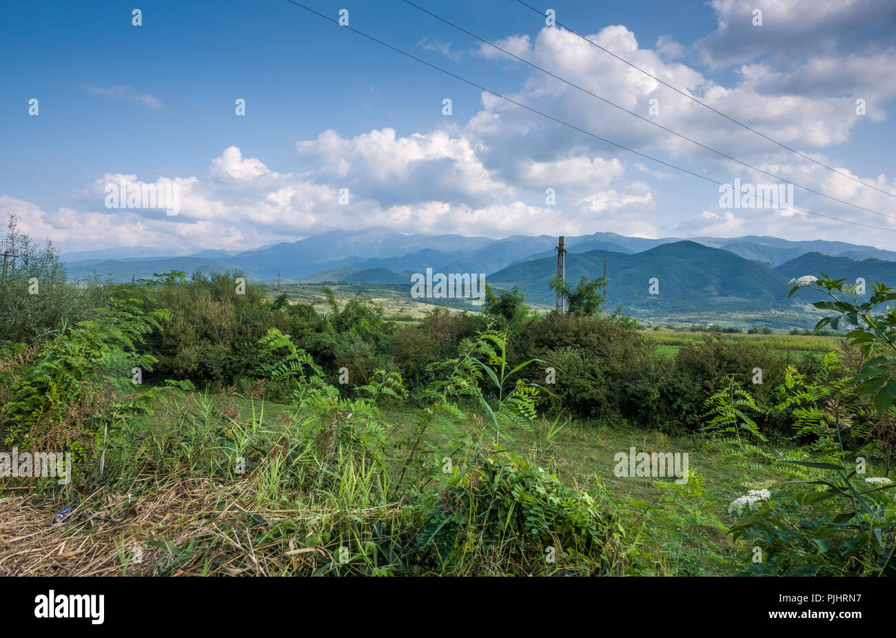 Landscape with Fagarasi Mountains, Carpathian mountains, Sibiu, Romania ...