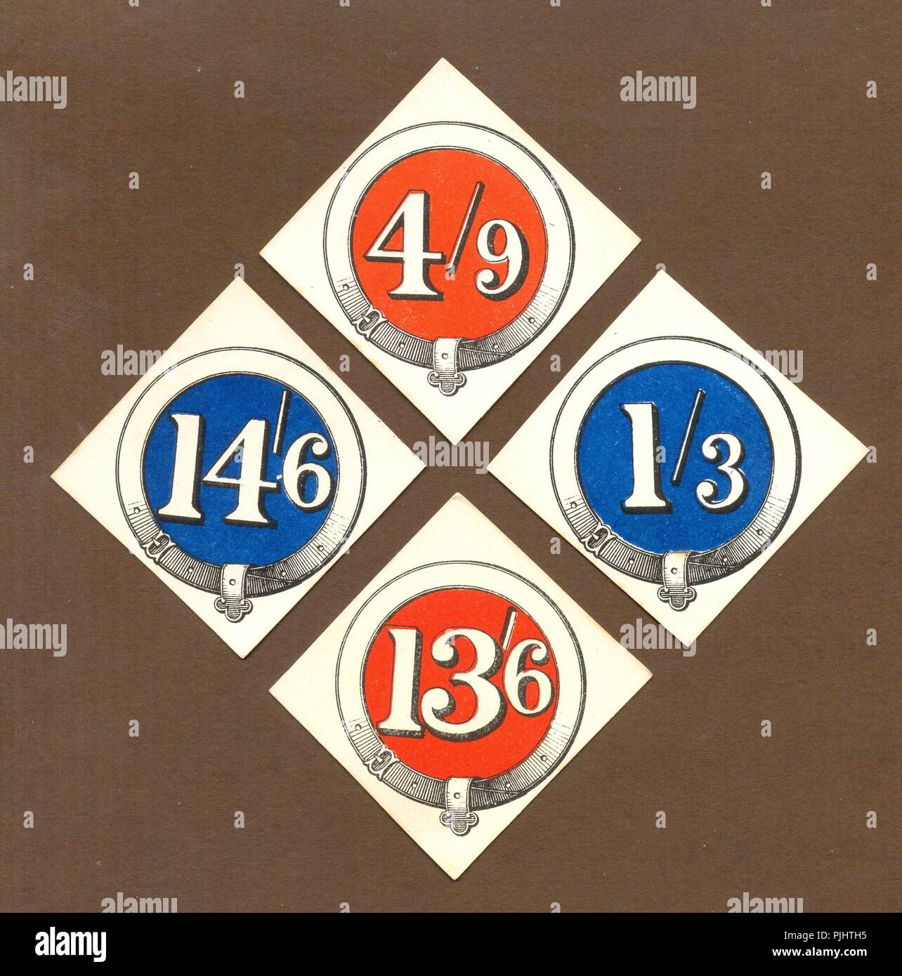 Pre decimal price tickets for shop display Stock Photo - Alamy