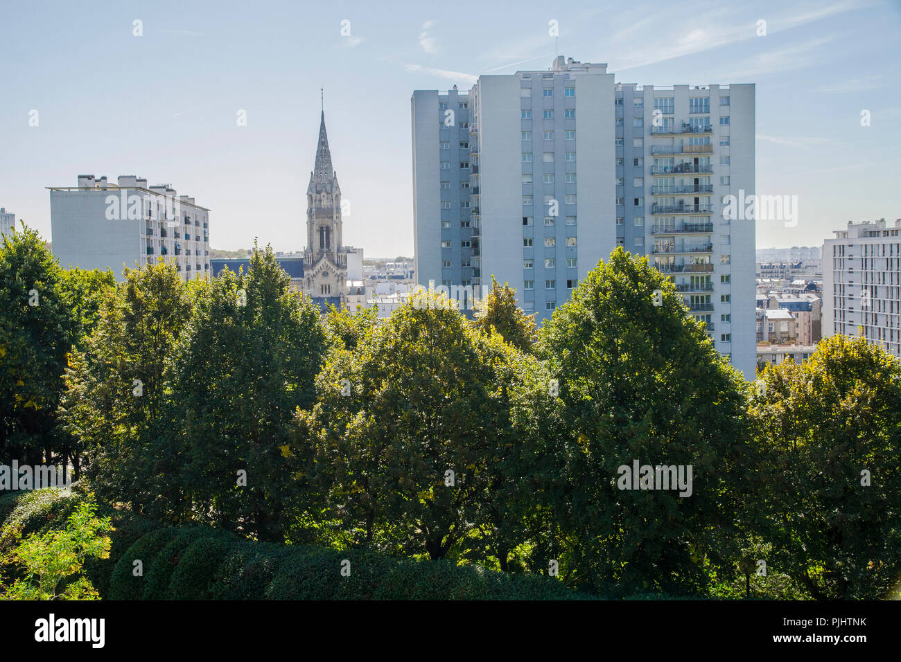 France, Paris, 20th arrondissement, Menilmontant area viewed from ...