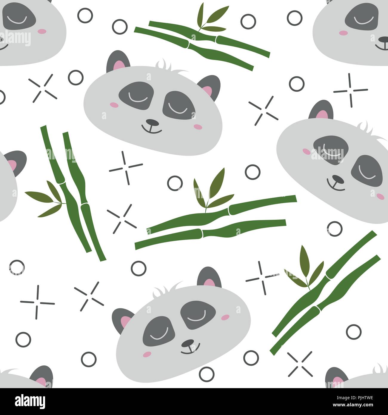 Seamless pattern hand-Drawn faces of pandas. Background for Children ...