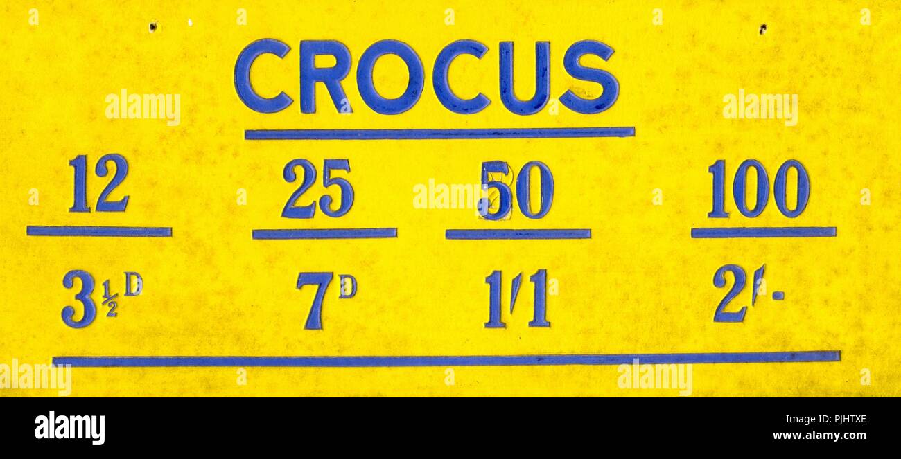 Pre decimal price ticket for shop display Stock Photo - Alamy