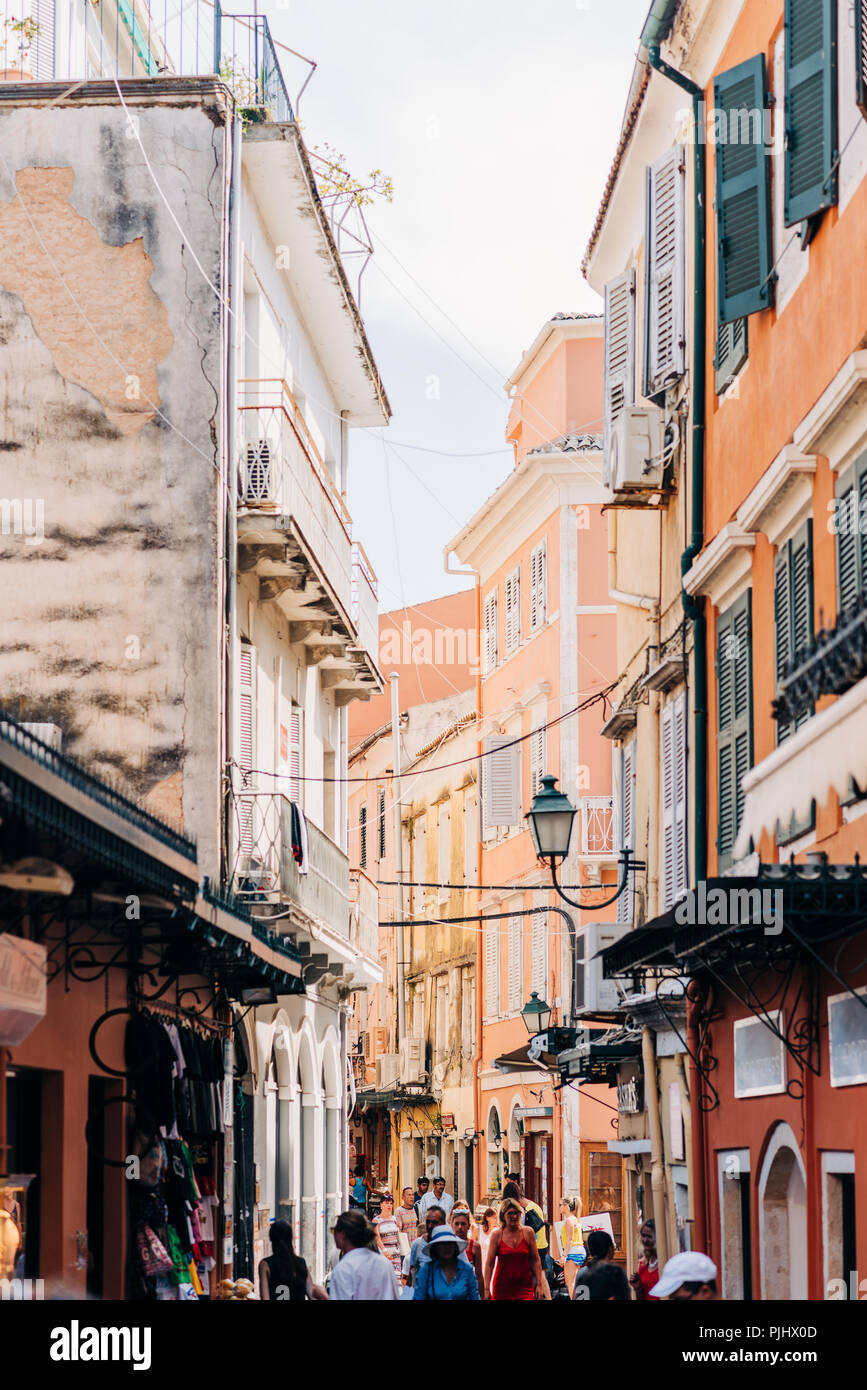 corfu island, Greece, streets people houses and frames from corfu ...