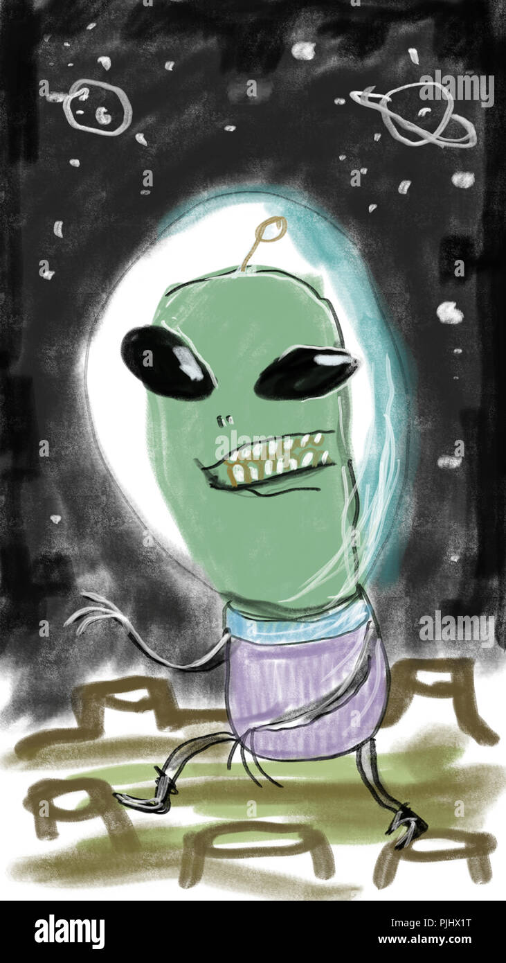 space alien illustration Stock Photo - Alamy