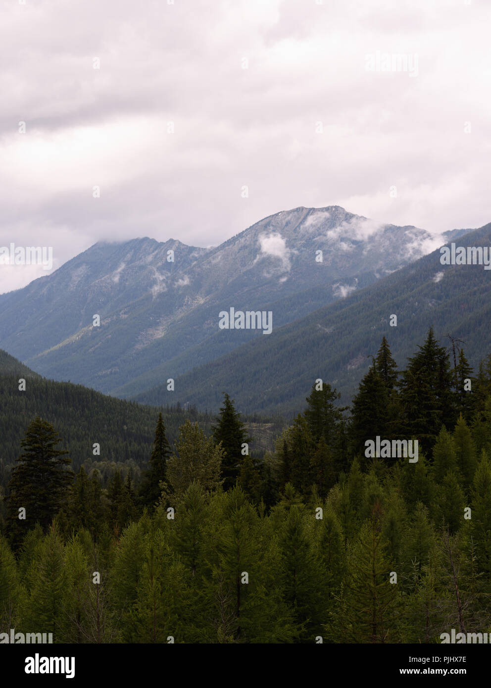 Mist rising in mountains after storm Stock Photo - Alamy