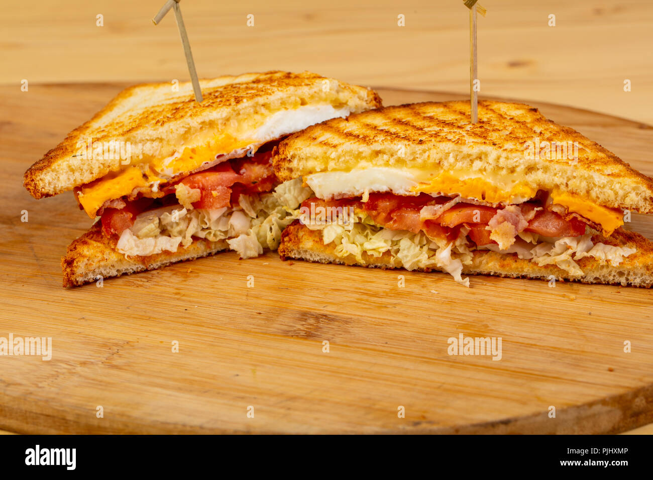 Club sandwich with egg and ham Stock Photo - Alamy