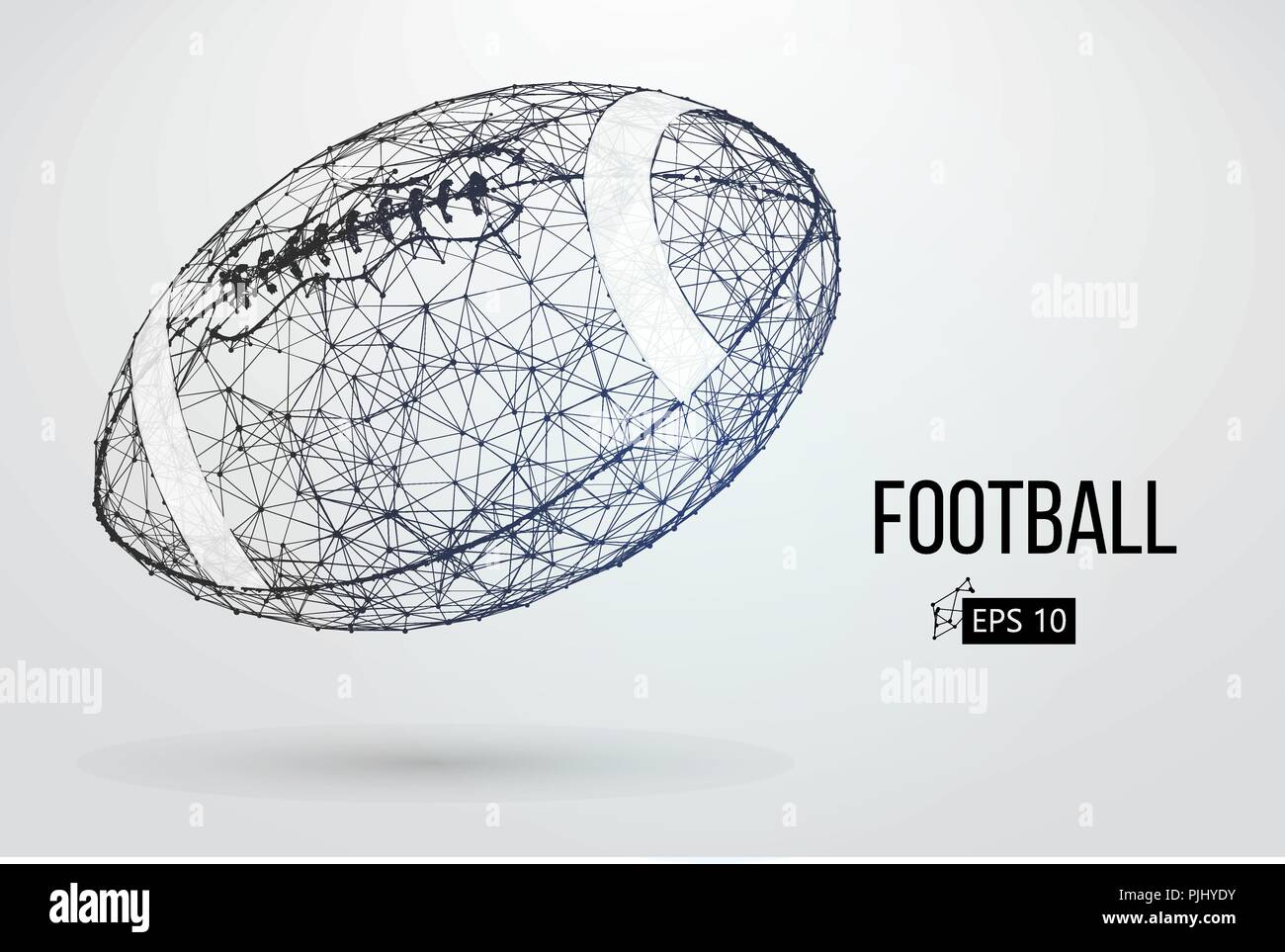 Silhouette of a football ball. Dots, lines, triangles, text, color ...