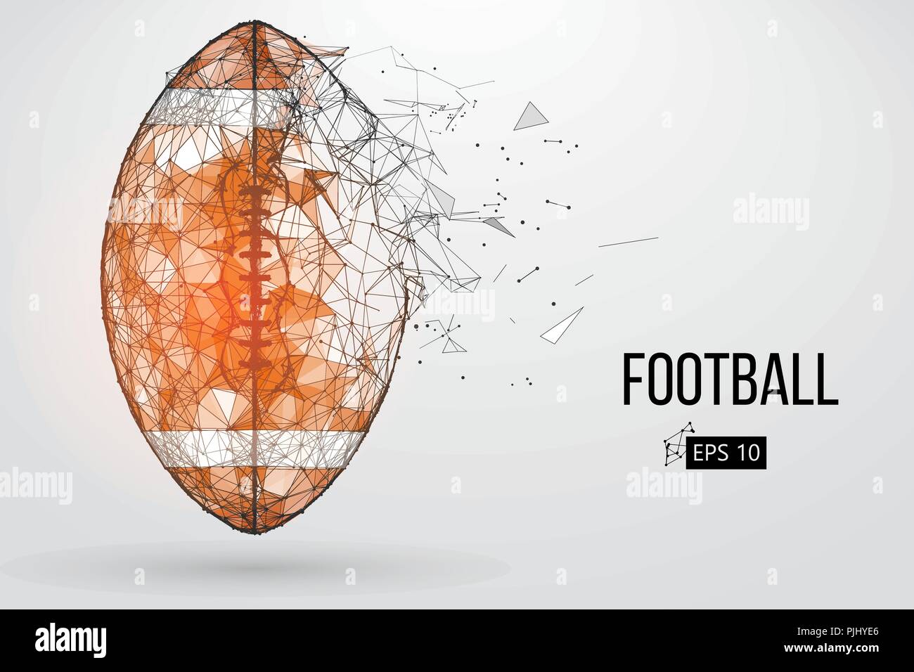 Silhouette of a football ball. Dots, lines, triangles, text, color ...