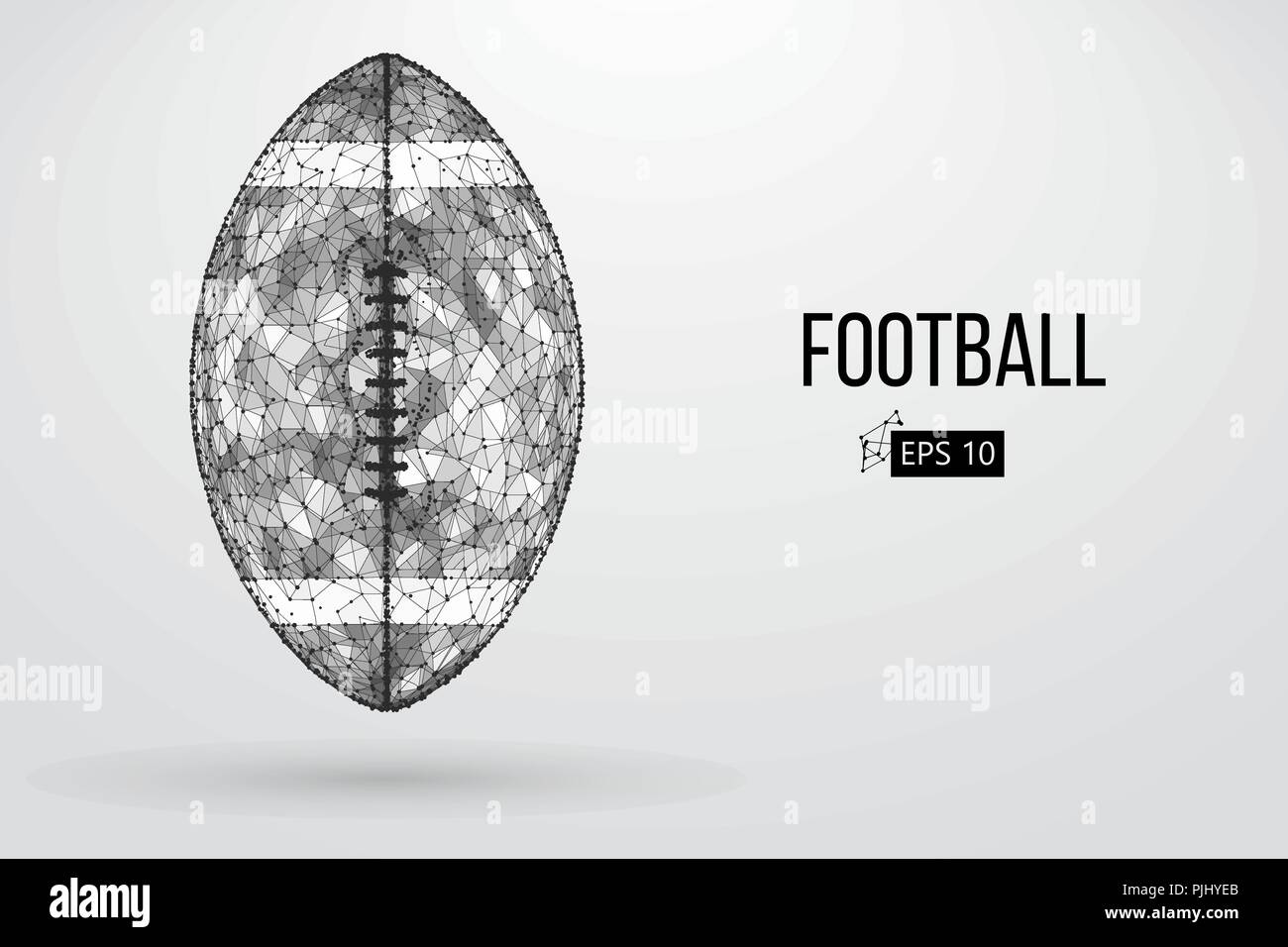 Silhouette of a football ball. Dots, lines, triangles, text, color ...