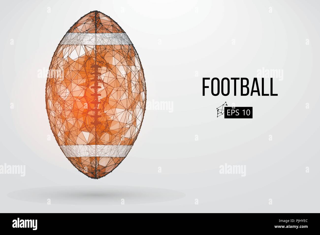 Silhouette of a football ball. Dots, lines, triangles, text, color ...