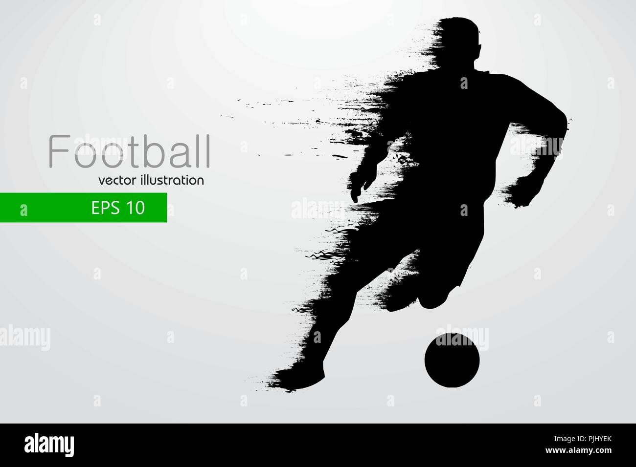 silhouette of a football player. Text and background on a separate ...