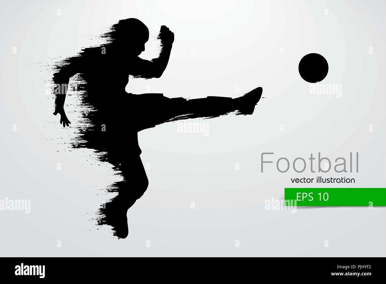 silhouette of a football player. Text and background on a separate ...