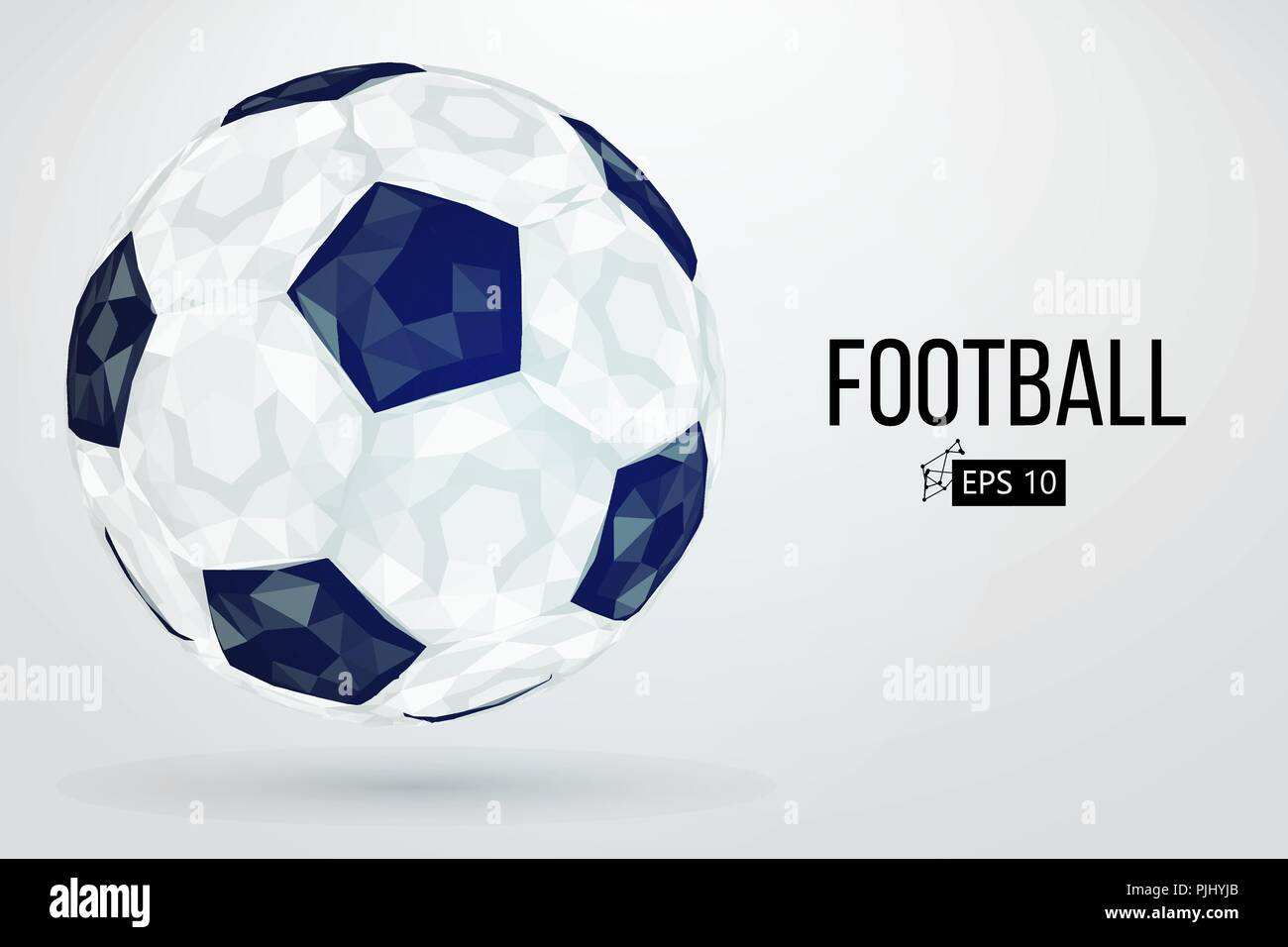 Silhouette of a football ball. Dots, lines, triangles, text, color ...