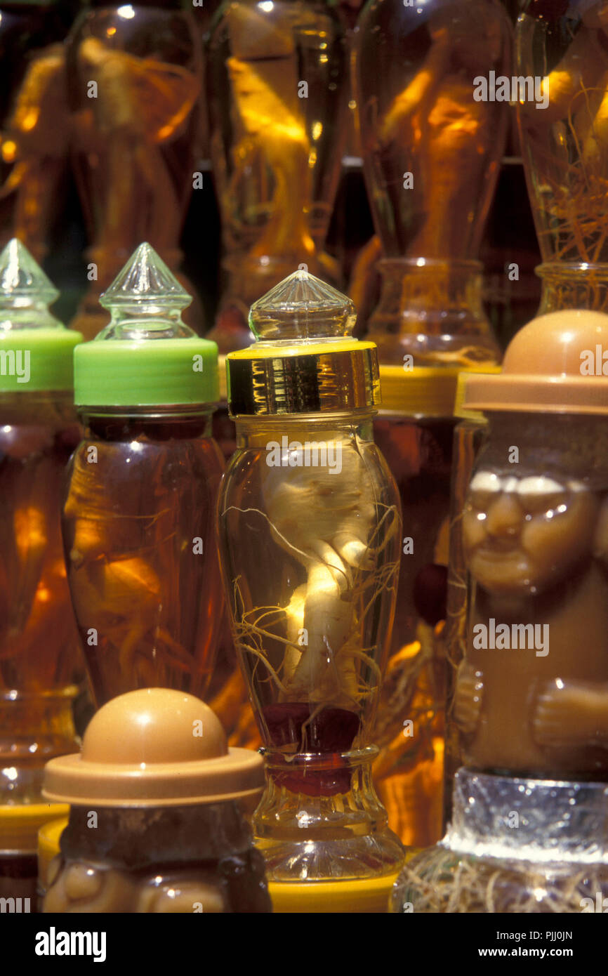 ginseng in a shop on a market in the city of Seoul in South Korea in ...