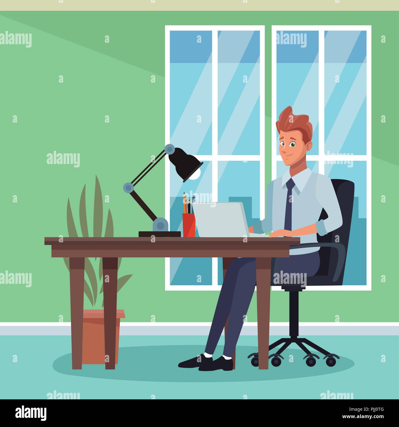 Businessman working cartoon Stock Vector Image & Art - Alamy